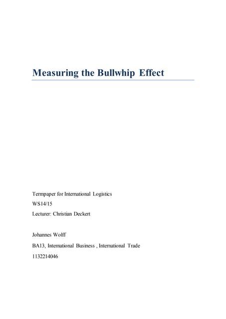 Supply chain bullwhip effect | PPT