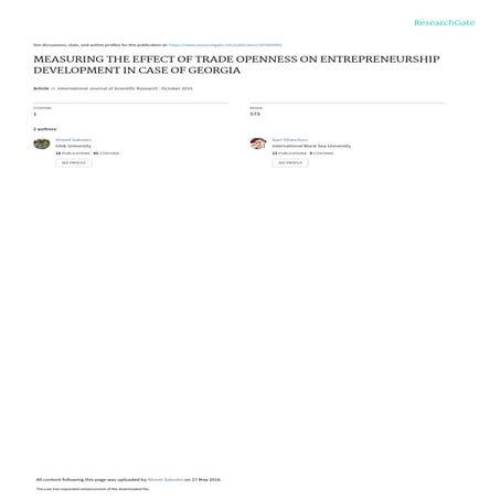 Measuring the effect of trade openness on entrepreneurship development ...