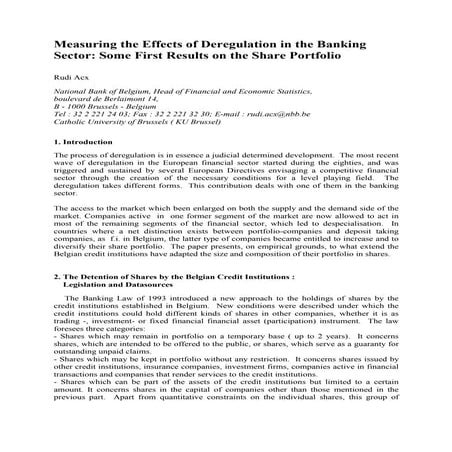 Measuring the effects of deregulation in the banking sector | PDF
