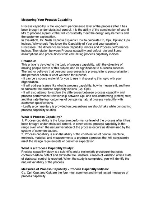 PROCESS CAPABILITY | PPTX