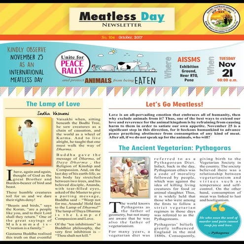 Meatless Day Newsletter, October, 2017 | PDF
