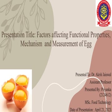 Factors affecting Functional property of Egg | PPTX