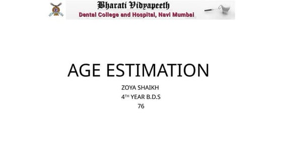 AGE ESTIMATION IN FORENSICS | PPTX | Dental Health | Diseases and ...