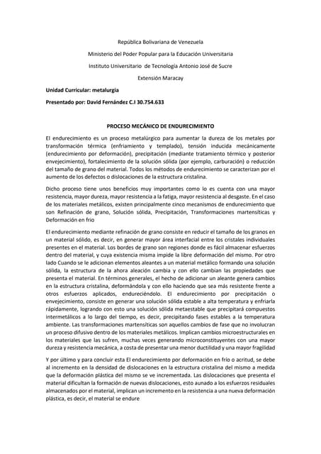 Proceso de endurecimiento de mecanizado de los metales | PPT