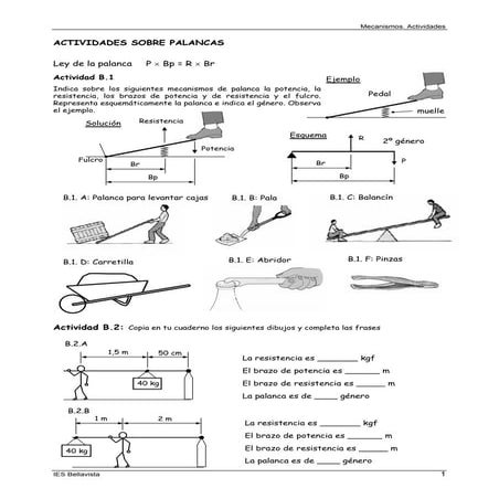 Hoja De Trabajo De Palancas Y Poleas Actividades Máquinas Y