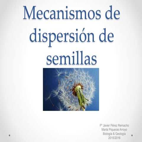 Mecanismos de dispersión de semillas | PPTX