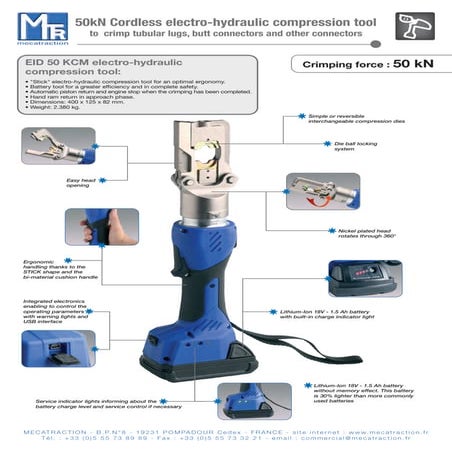 Mecatraction EID50 Electric Hydraulic Hand Crimping Tools For Jointers ...