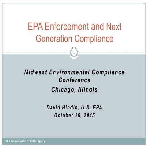 David Hindin, US EPA, EPA Enforcement and Next Generation Compliance ...