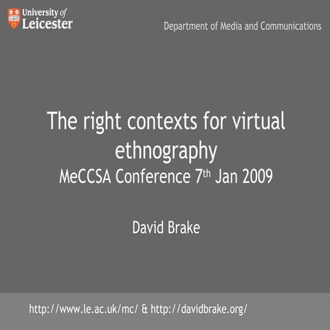 The right contexts for virtual ethnography | PPT