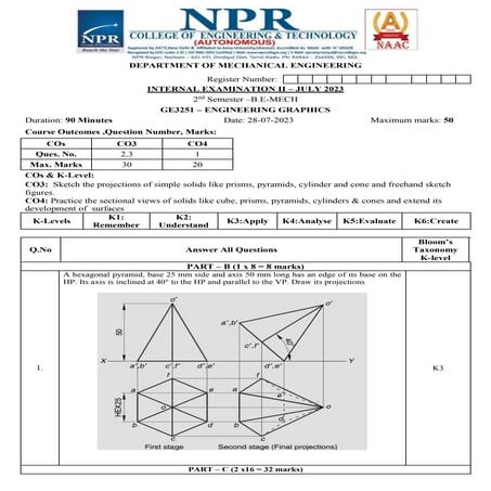 MECH -EG SET 1 ANSWER KEY NPRCET COLLEG | PDF