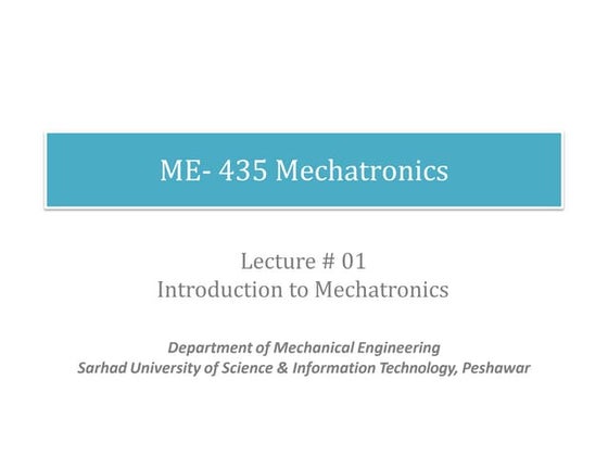 introduction to mechatronics | PDF