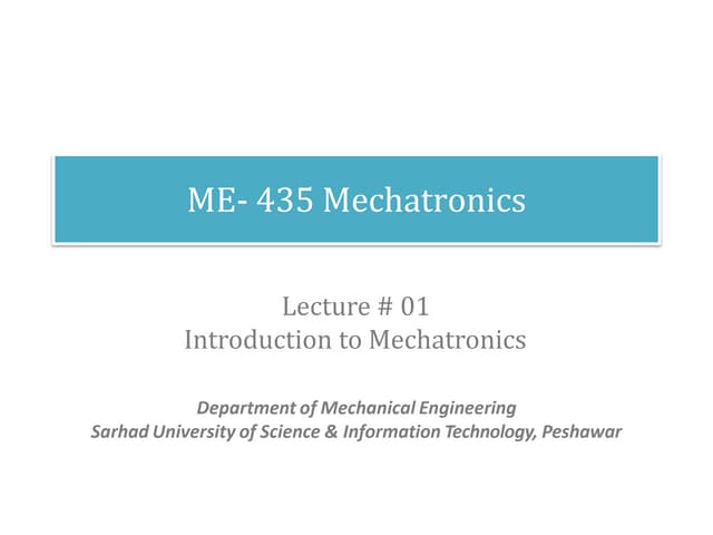 introduction to mechatronics | PDF