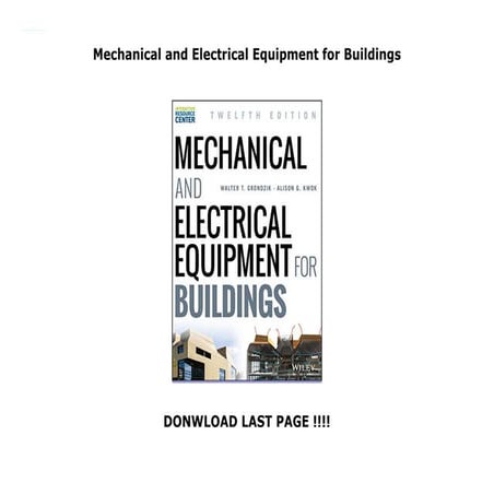 Mechanical and Electrical Equipment for Buildings | PDF