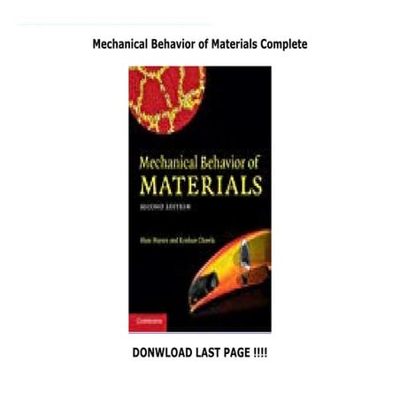 Mechanical Behavior of Materials Complete | PDF