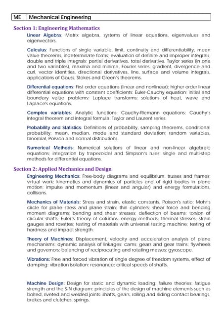 GATE 2016 syllabus for mechanical engineering | PDF | Physics | Science