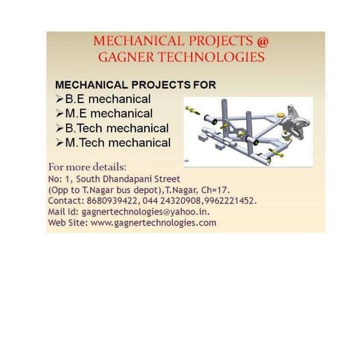 BE mechanical engineering final year projects in chennai | DOCX