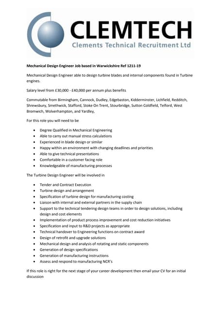 Technical tender manager job ref 1211 17 | PDF