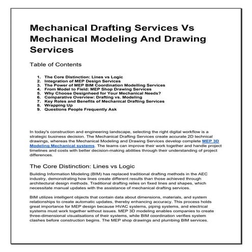 Mechanical Drafting vs Mechanical Modeling: Enhancing MEP Design with ...