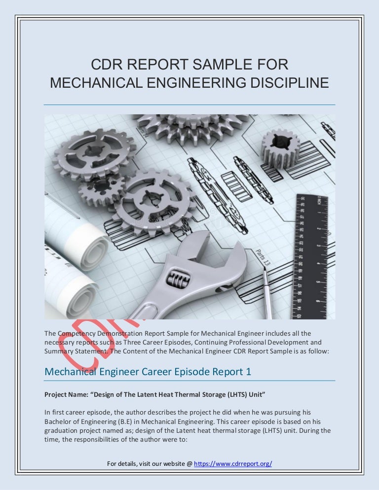 Mechanical Engineer CDR Report Sample | ANZSCO Code: 233512