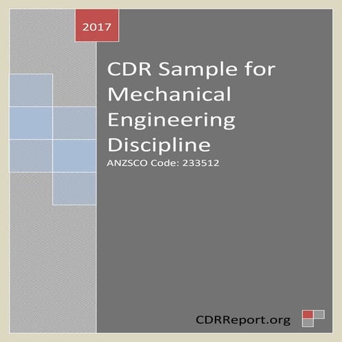Mechanical Engineering CDR Sample (ANZSCO Code: 233512) | PDF
