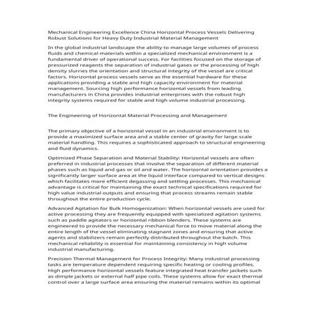 Mechanical Engineering Excellence China Horizontal Process Vessels ...