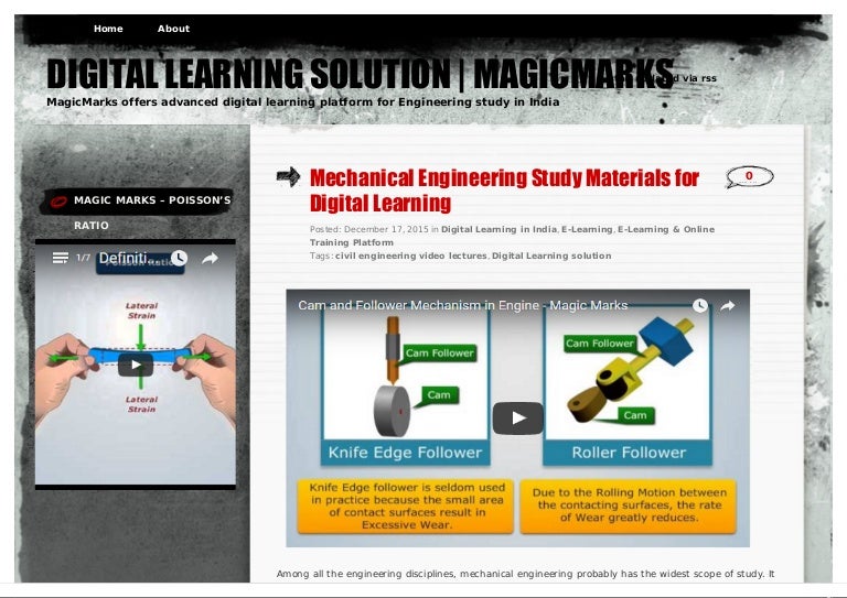 Mechanical engineering study materials for digital learning