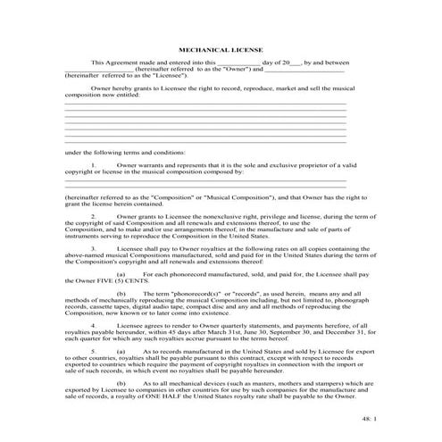 Mechanical license | PDF