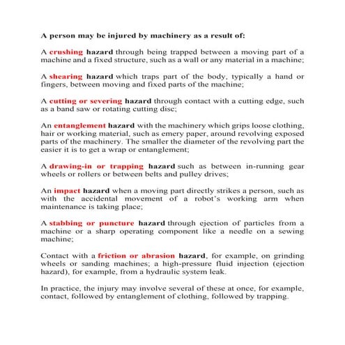 Mechanical machinery hazards | PDF