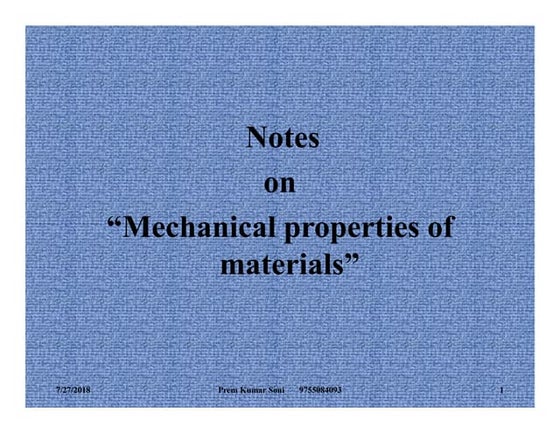 Mechanical properties of materials | PPT