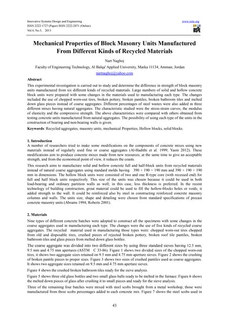 Evaluation of Mechanical Properties of Concrete Hollow Block Masonry ...