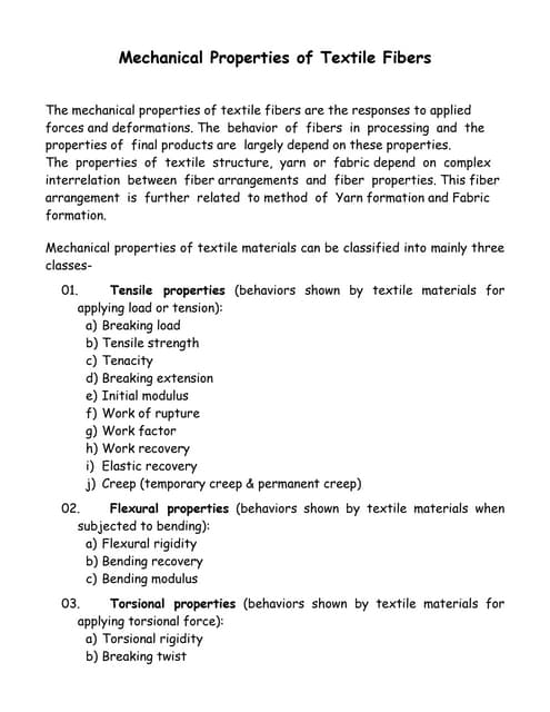 Comparison of tensile properties of textile fibre | PDF | Physics | Science