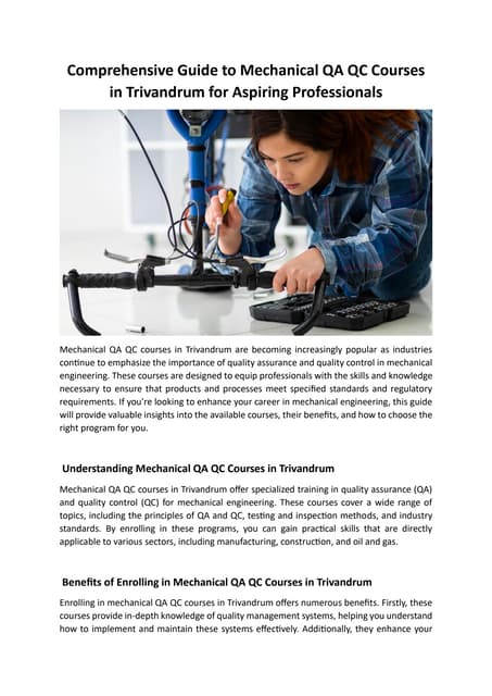 Mechanical QA/QC Courses in Trivandrum | PPT