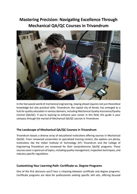 Civil Qa Qc Courses In Trivandrum Ppt