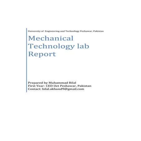 Mechanical technology lab report | PDF