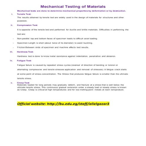 Mechanical testing of materials | PDF