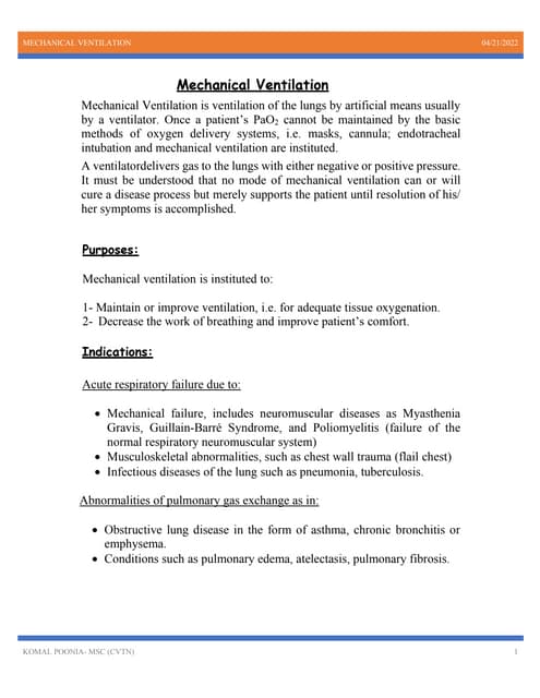 Basic mechanical ventilation settings | PPTX | Lung and Respiratory ...