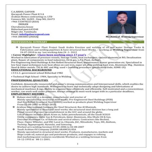 welding supervisor | DOC