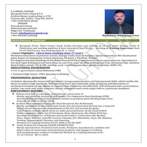 welding supervisor | DOC