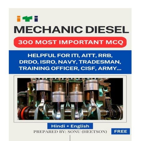 Mechanic Diesel Question Paper ITI MCQ NIMI Question Bank Book Free | PDF