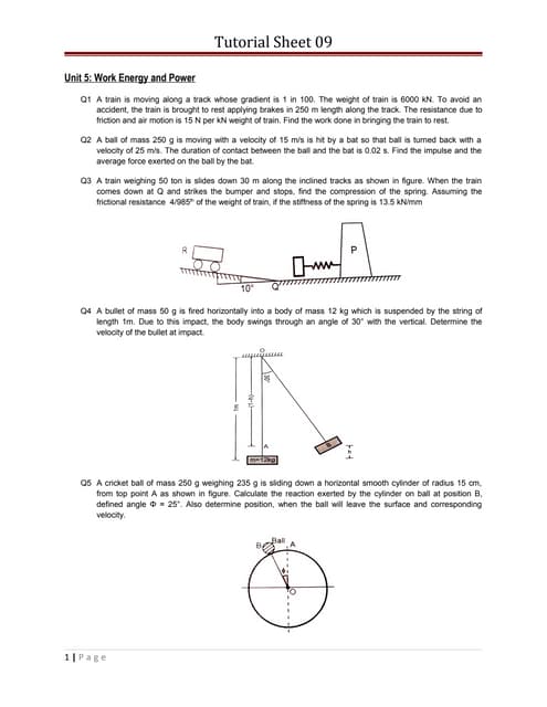 Worksheet on work,power and energy class 9 | PDF