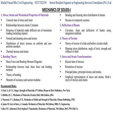 Mechanics of solids 1 lecture-1 | PDF