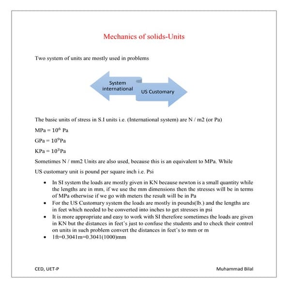 Mechanics of solids units | PDF