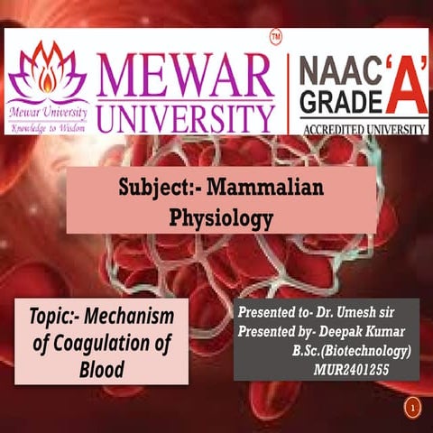Mechanism of Blood Coagulation | PPTX