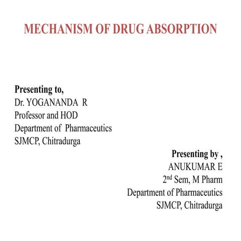 Mechanism of drug absorption | PPTX