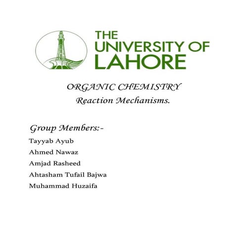 Most Important Reactions Mechanism of Organic Chemistry | DOCX
