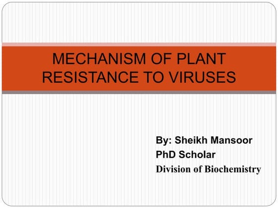Virus resistance plant, production | PPTX | Science