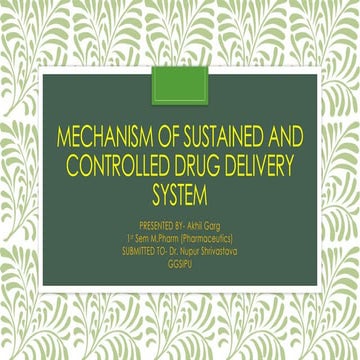 Controlled Drug Delivery System, Unit-I, BP704T: NDDS, Sem-VII, Final Year B. Pharm (SPPU 2019P ...