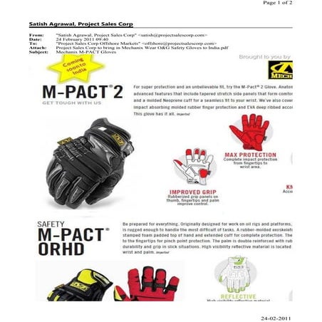 Mechanix M-PACT gloves from Project Sales Corp | PDF
