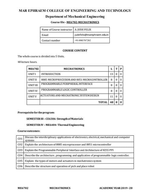 Mechatronics Course File Updated 1docx