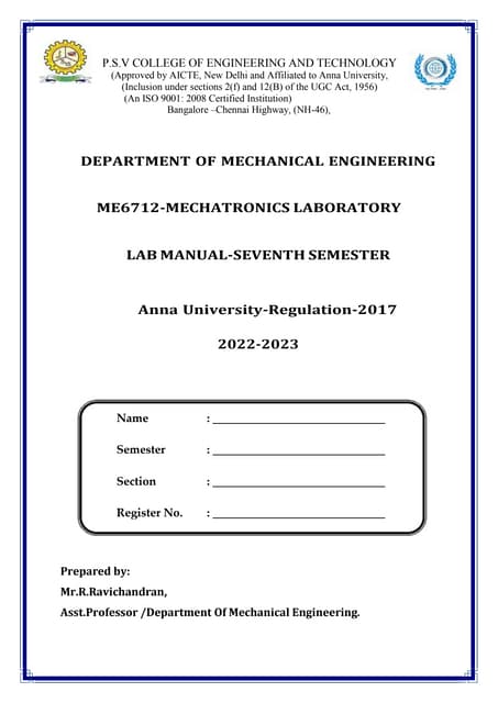 MECH-ND-2020-ME 6702-Mechatronics-297259009-X20851(ME6702-PTME6702 ...